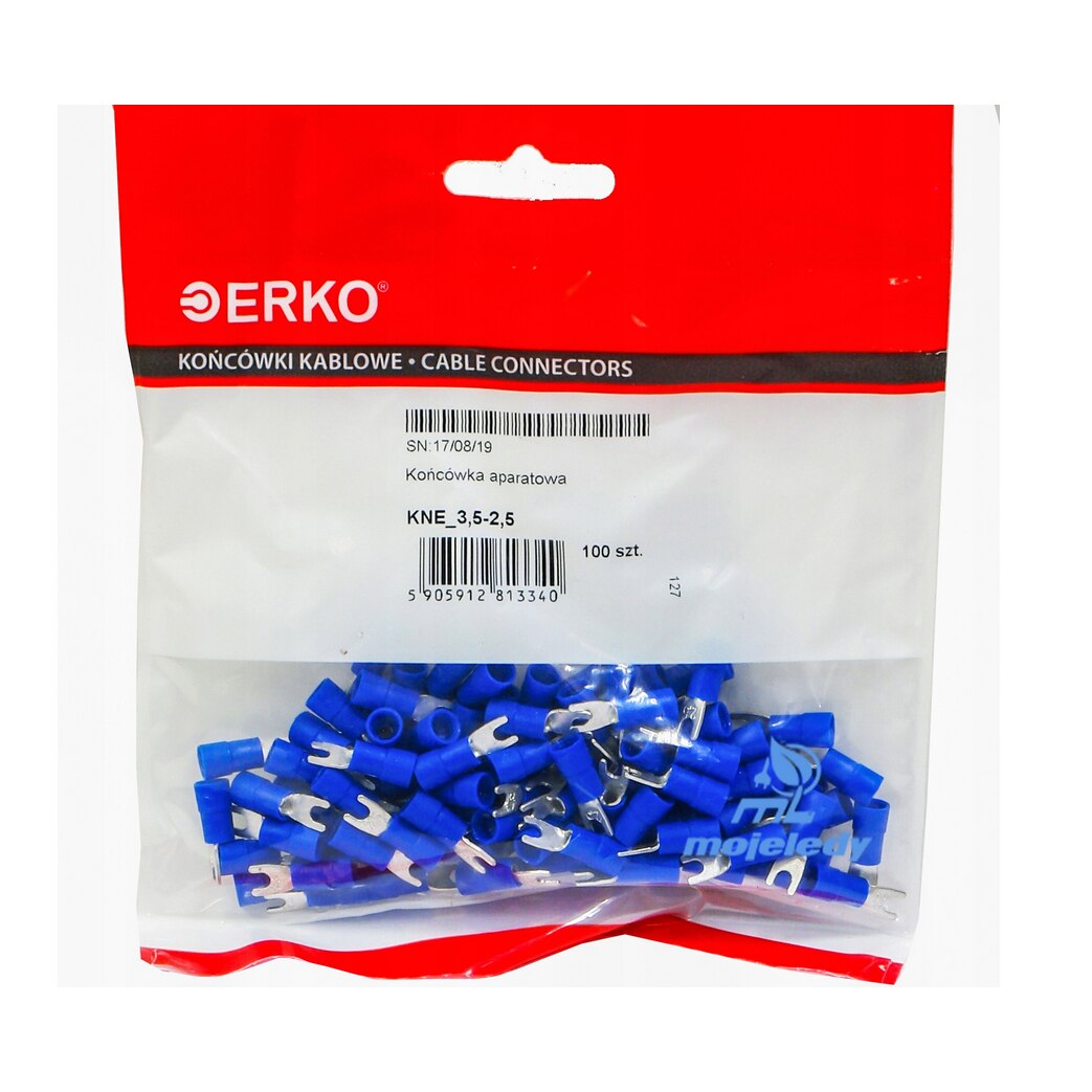 Terminal de cablu tip furca izolat KNE 2,5mm-M3,5 100 buc Erko - eMAG.ro