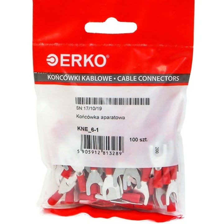 Terminal de cablu tip furca izolat KNE 1mm-M6 100 buc Erko - eMAG.ro