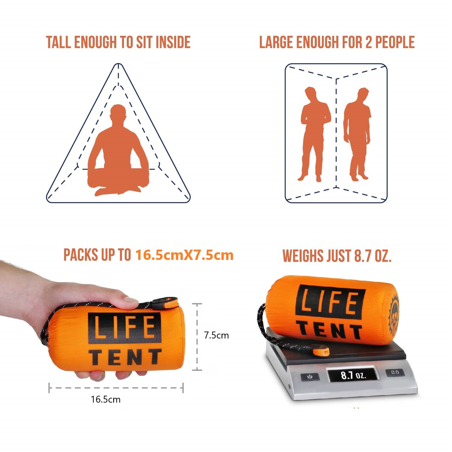 Adapost supravietuire Life Tent, OIMG, 2 Persoane, Portocaliu - eMAG.ro