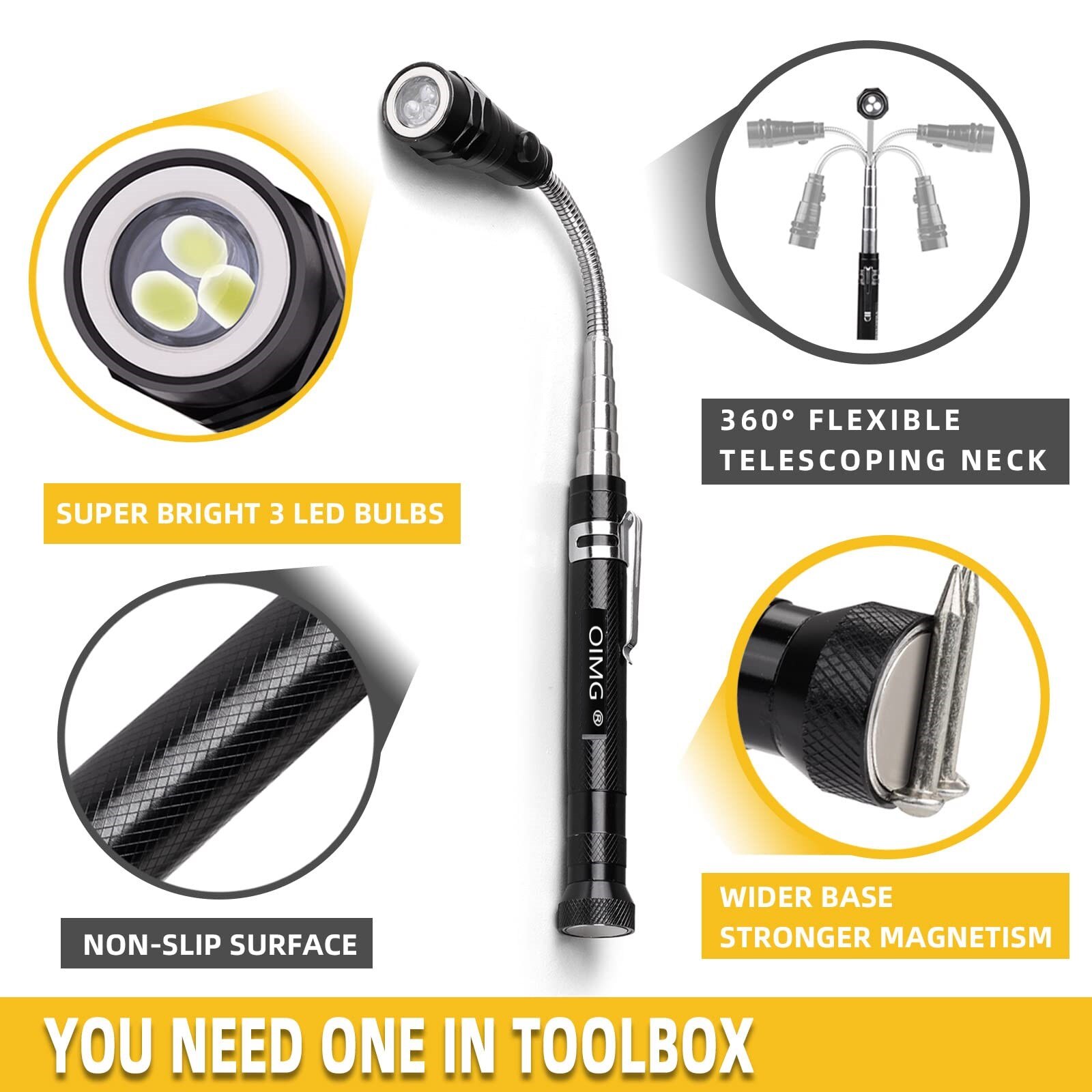 Instrumente pentru ridicat obiecte, OIMG, Telescopic, LED, Argintiu ...