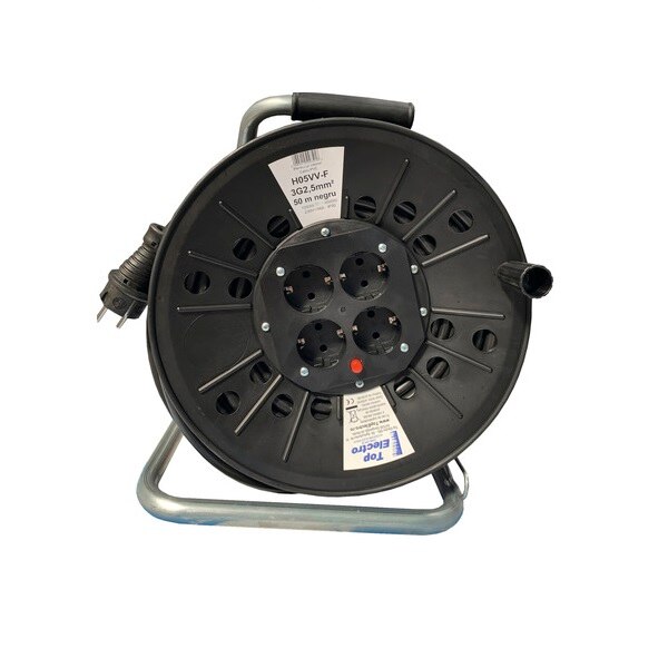 Derulator cablu H05VV-F 50m, 4 prize Schuko, sectiune cablu 2.5mm, cu ...