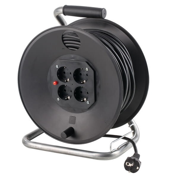 Derulator cablu H05VV-F 40m, 4 prize Schuko, sectiune cablu 2.5mm, cu ...