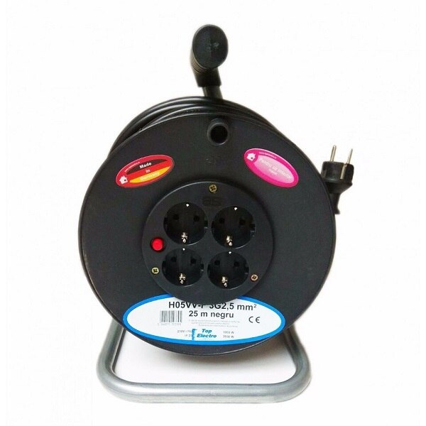 Derulator cablu H05VV-F 25m, 4 prize Schuko, sectiune cablu 2.5mm, cu ...