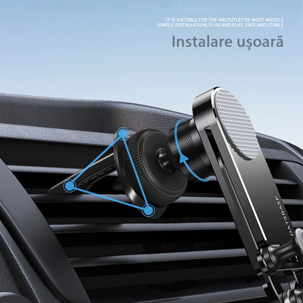 Suport telefon auto, Blocare automata, Negru - eMAG.ro