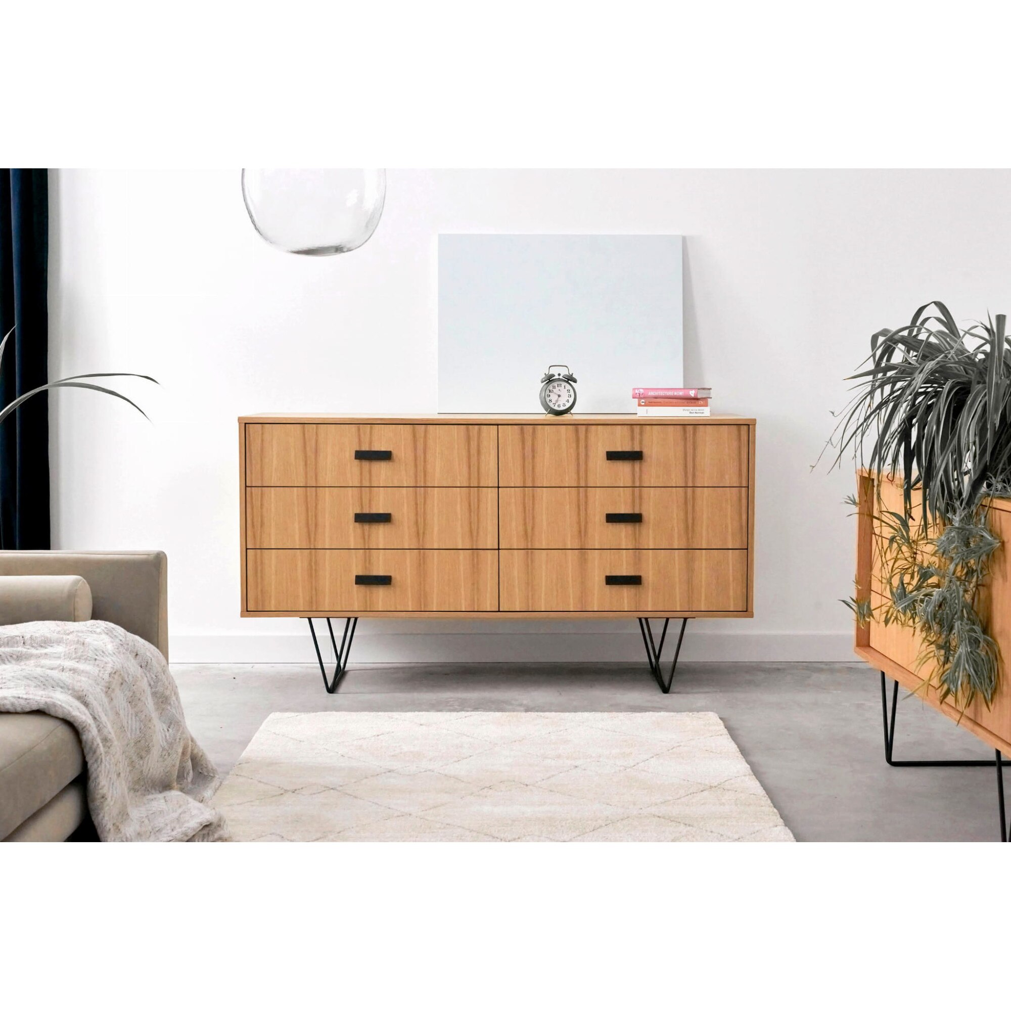 Comoda din stejar, STIPA, Furnir de stejar natural, 82/164/50 cm, Maro ...