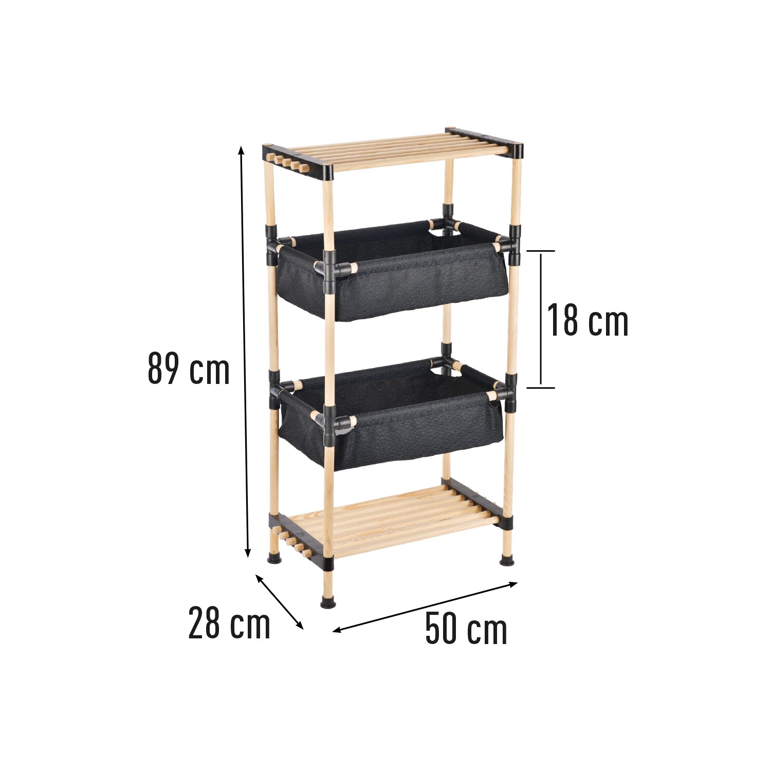 Raft modular din lemn cu 2 cosuri din material textil, SEOWOOD, RFS ...