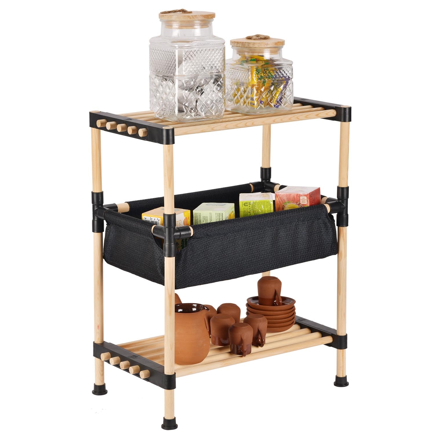 Raft modular din lemn cu un cos din material textil, SEOWOOD, RFS-5001 ...