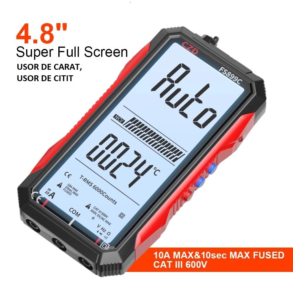 Multimetru Digital FS899C Cu Ecran de 4.8 inch, Detectie automata ...