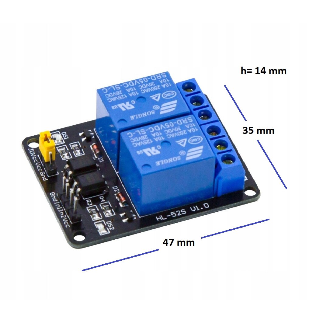 Modul releu, Modulosy, 2 canale, 5V, 10A/250V AC - eMAG.ro