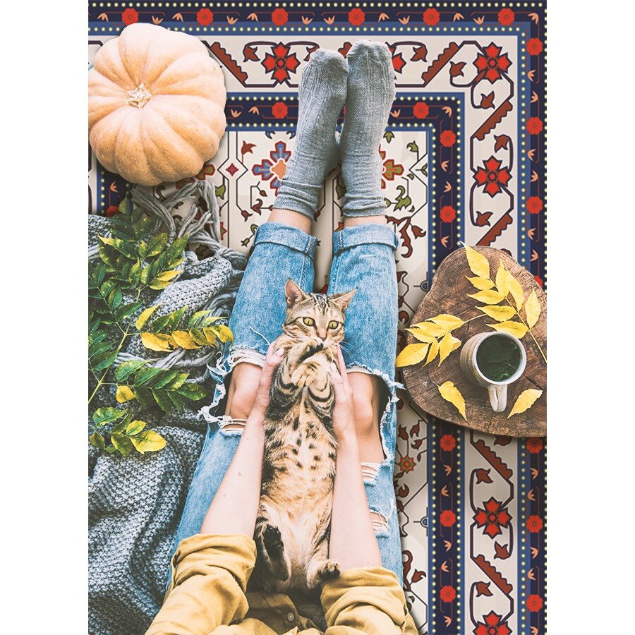 Covor de vinil, PVC, Modele persane, Roz, 60 cm x 90 cm ...