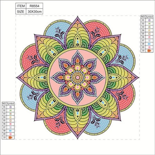Set de broderie cu diamante 5d, Mandala curcubeu, 30x30 cm, Multicolor ...