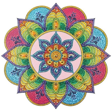 Set de broderie cu diamante 5d, Mandala curcubeu, 30x30 cm, Multicolor ...