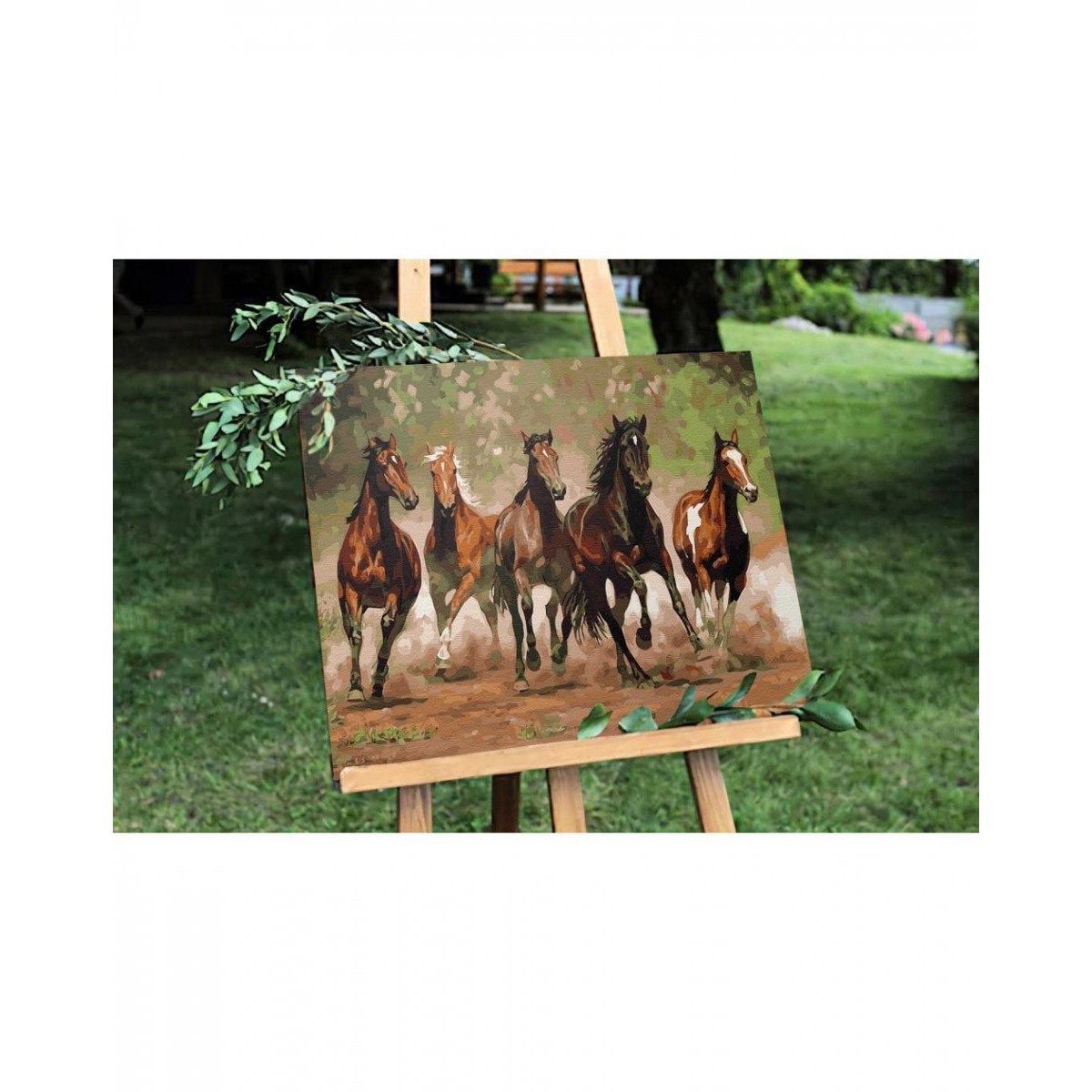 Set creativ pictura pe numere, Herghelie de cai, Moments, 40x50, Multicolor - eMAG.ro