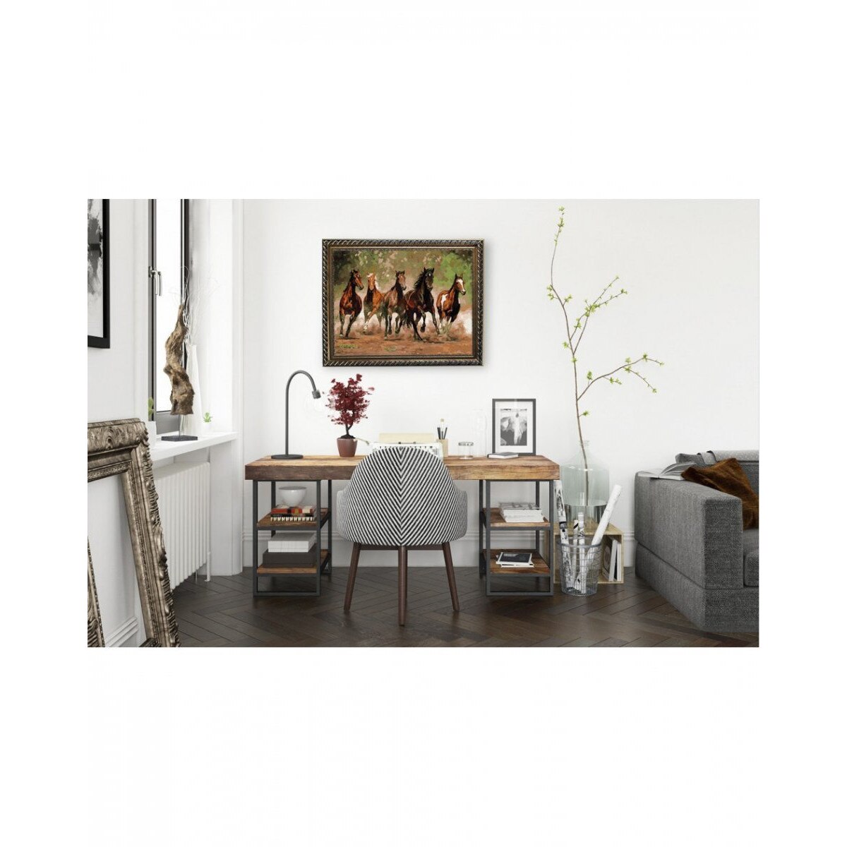 Set creativ pictura pe numere, Herghelie de cai, Moments, 40x50 ...