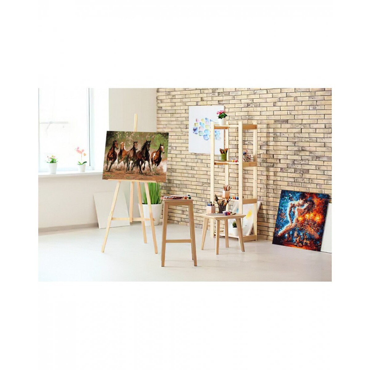 Set creativ pictura pe numere, Herghelie de cai, Moments, 40x50, Multicolor - eMAG.ro