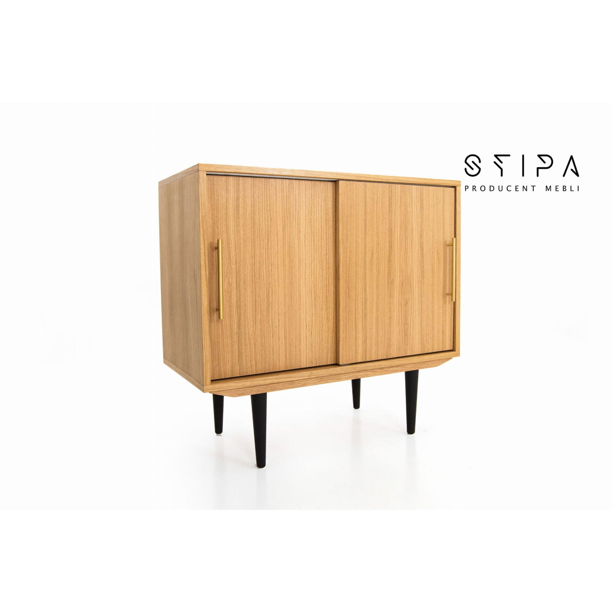 Dulap usi glisante, STIPA, Furnir de stejar natural, Cu 2 rafturi ...