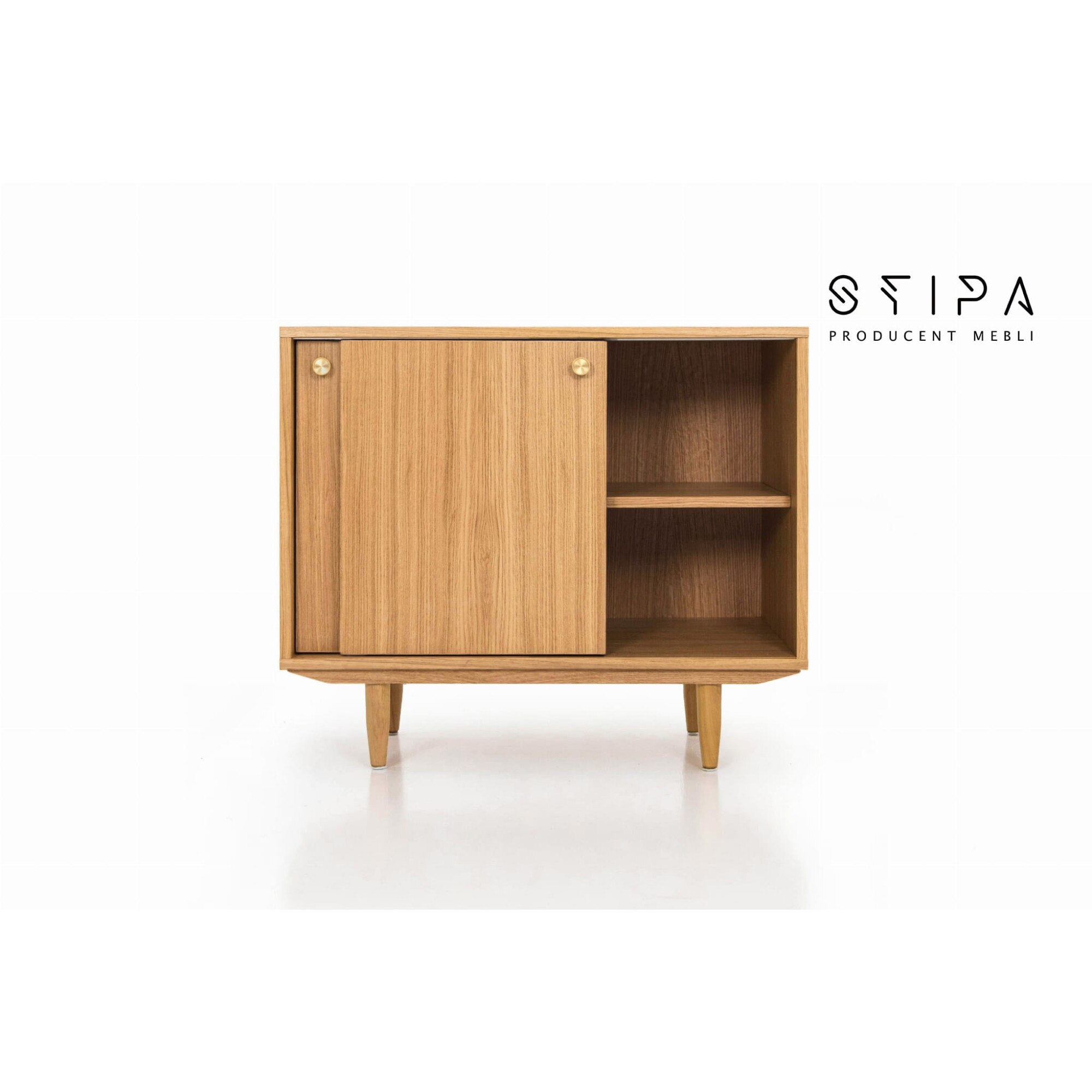 Dulap usi glisante, STIPA, Furnir de stejar natural, Cu 2 rafturi ...