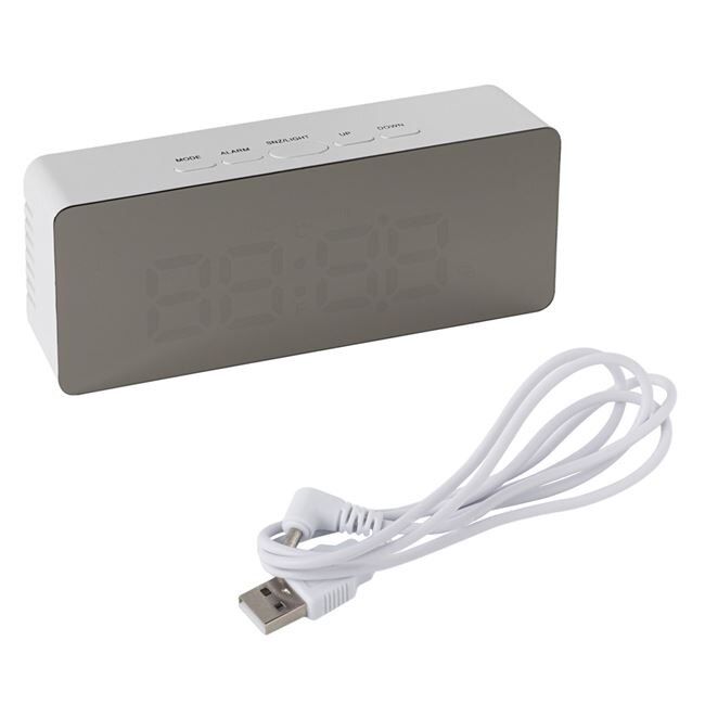 Ceas electric pe baterie si cu cablu USB, cu oglinda LED, 14.5x4x8cm ...