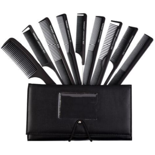 Set de piepteni antistatici carbonizati, Negru, 9 Elemente - eMAG.ro