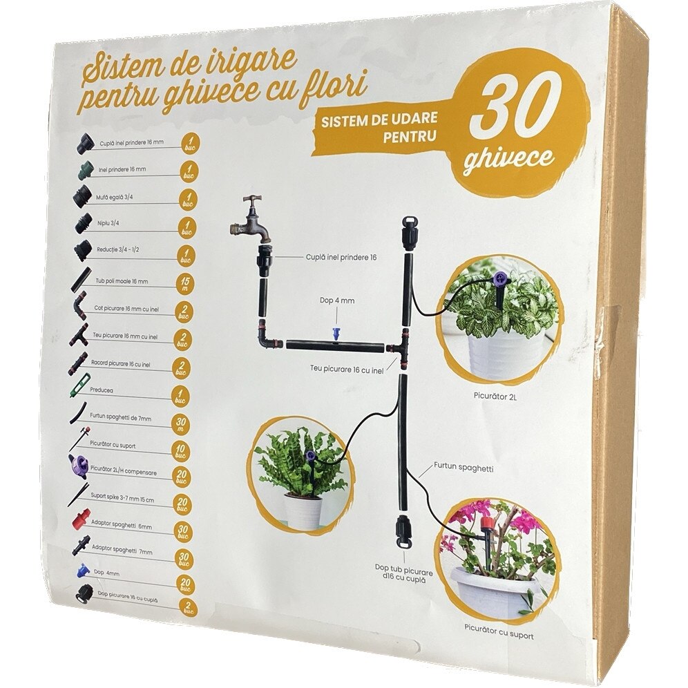 Kit irigare ghivece cu flori, 30 ghivece - eMAG.ro