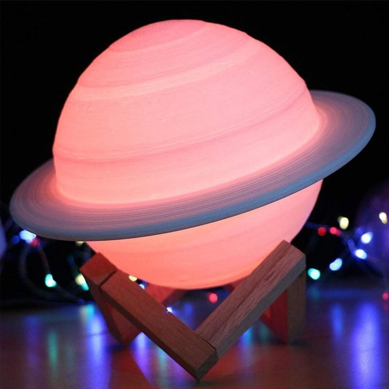 Lampa de veghe cu telecomanda in forma de Saturn 3D Saturn Light 16 ...