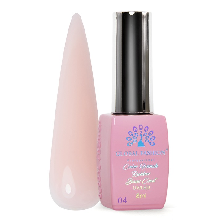 Base Coat Color French, Global Fashion, 8 ml, Roz 04 - eMAG.ro