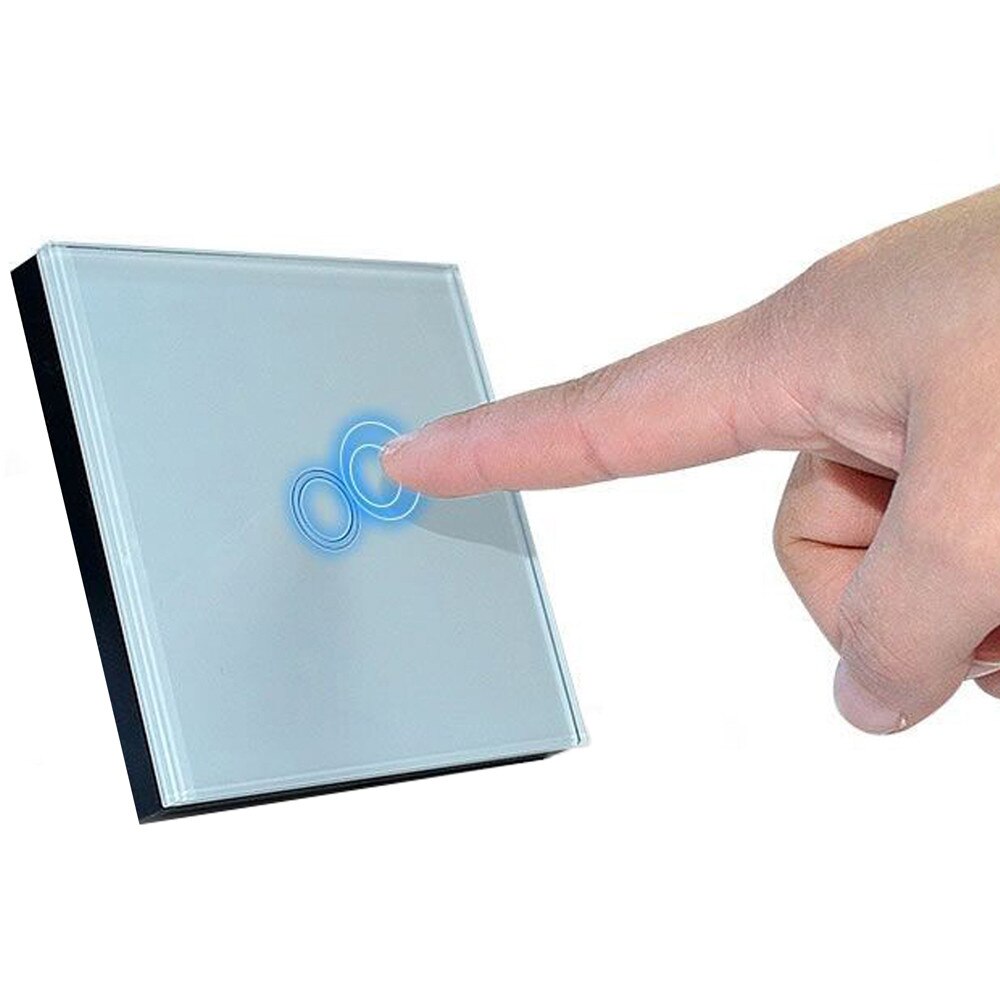 Intrerupator One Touch tactil cu touch screen alb din sticla cristal si ...