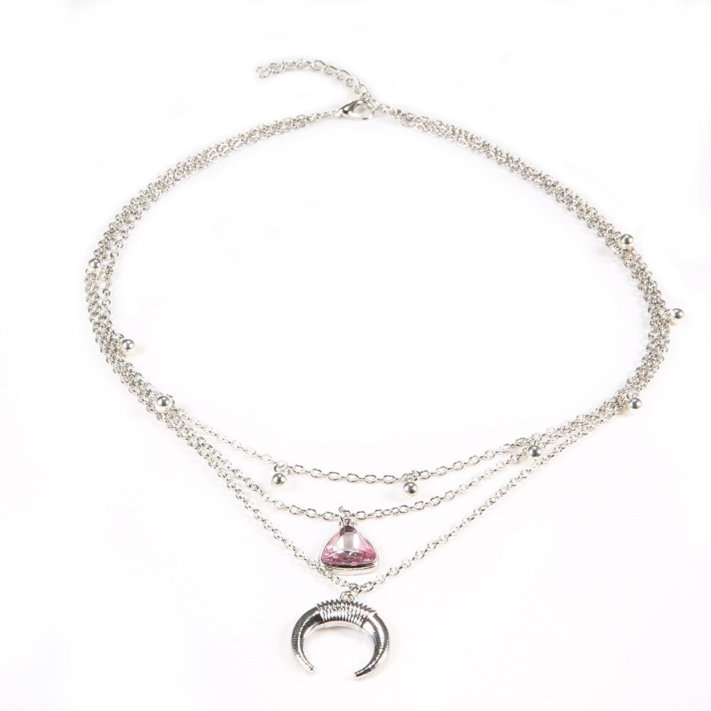 Lantisor Pink Crescent, Visages, Argintiu, Aliaj Metalic - eMAG.ro