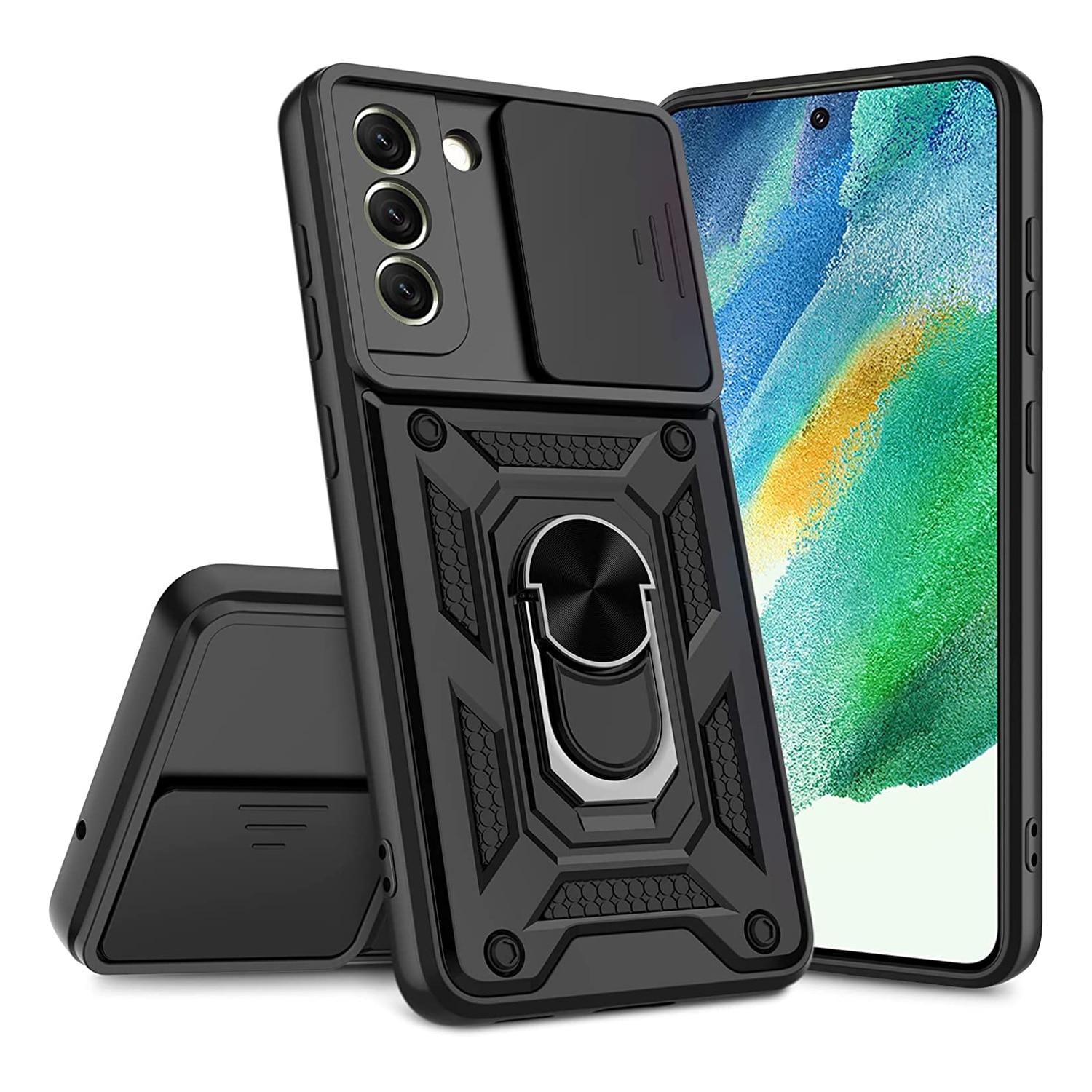 Husa cu inel rotativ 360 pentru Samsung S21 Fe, Hybrid Antisoc, Slider ...