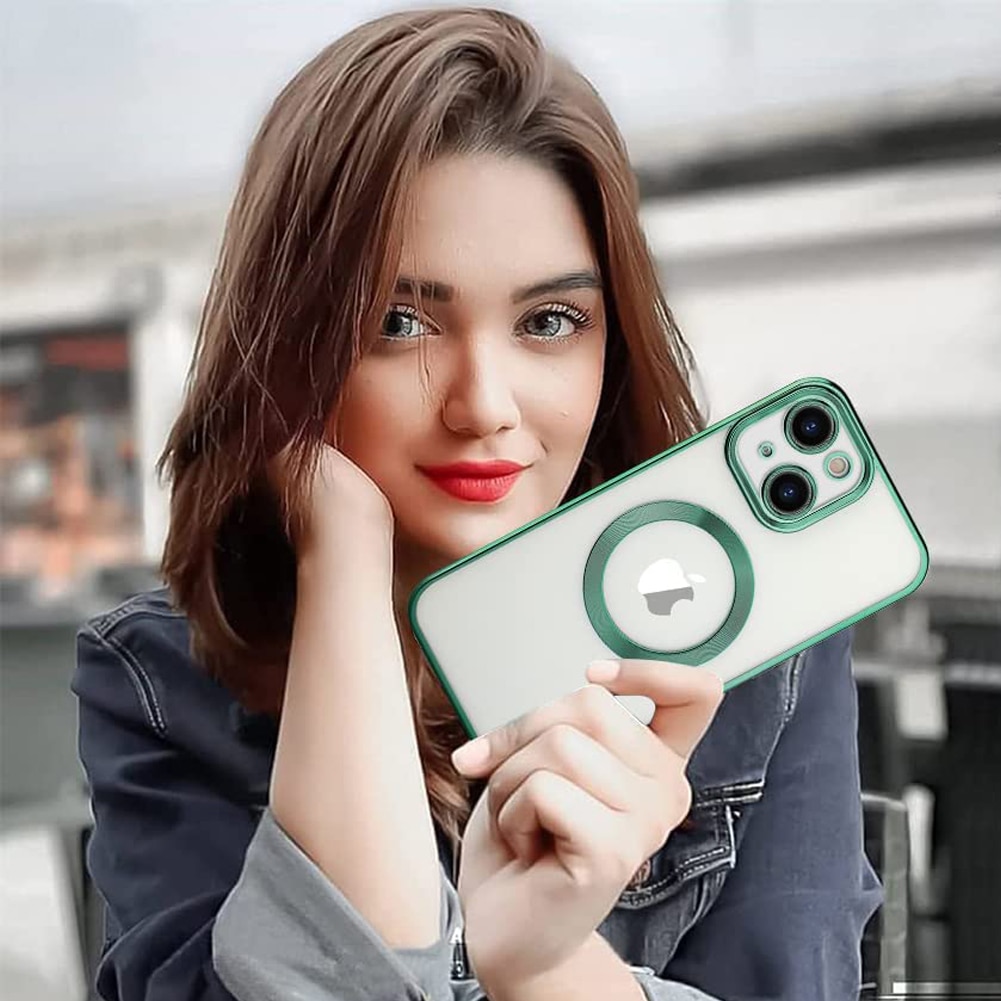 Husa PremiumCell Magsafe Luxury pentru Iphone 13 cu protectie camera, Antisoc, Transparent cu ...