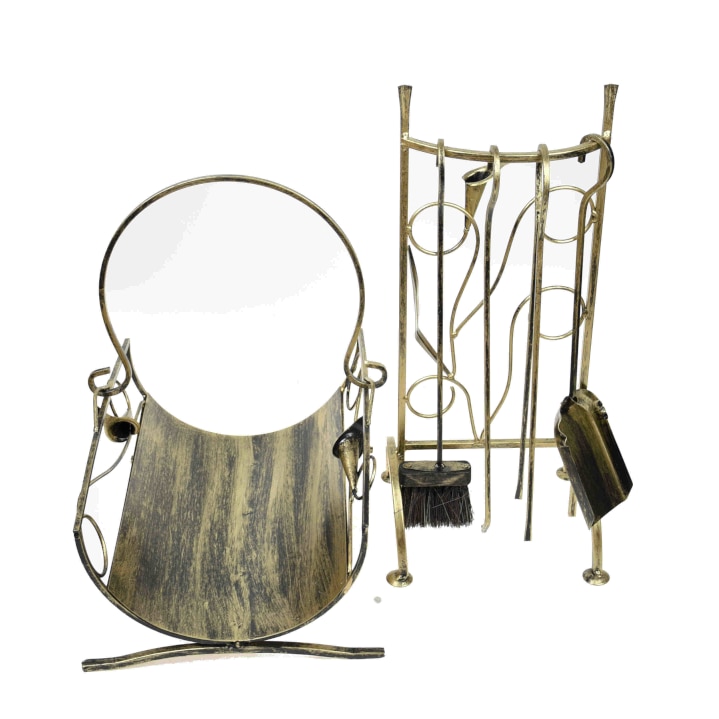 Set pentru semineu, Dixiestore, Cu suport, Auriu, nr 1935 - eMAG.ro