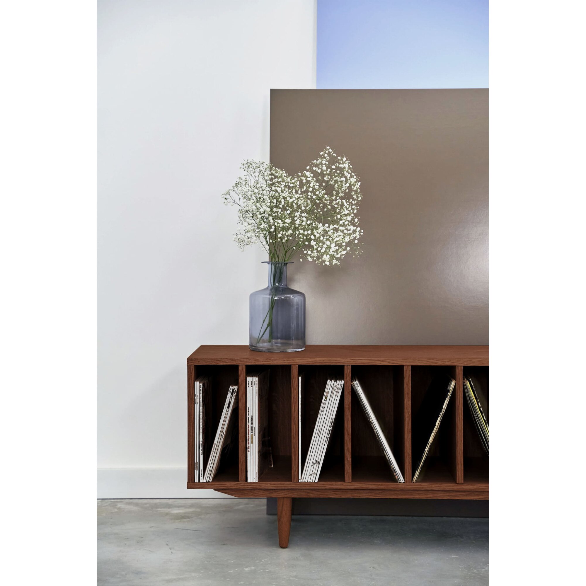 Comoda pentru vinil, STIPA, Furnir de stejar, 175x55x45 cm, Maro - eMAG.ro