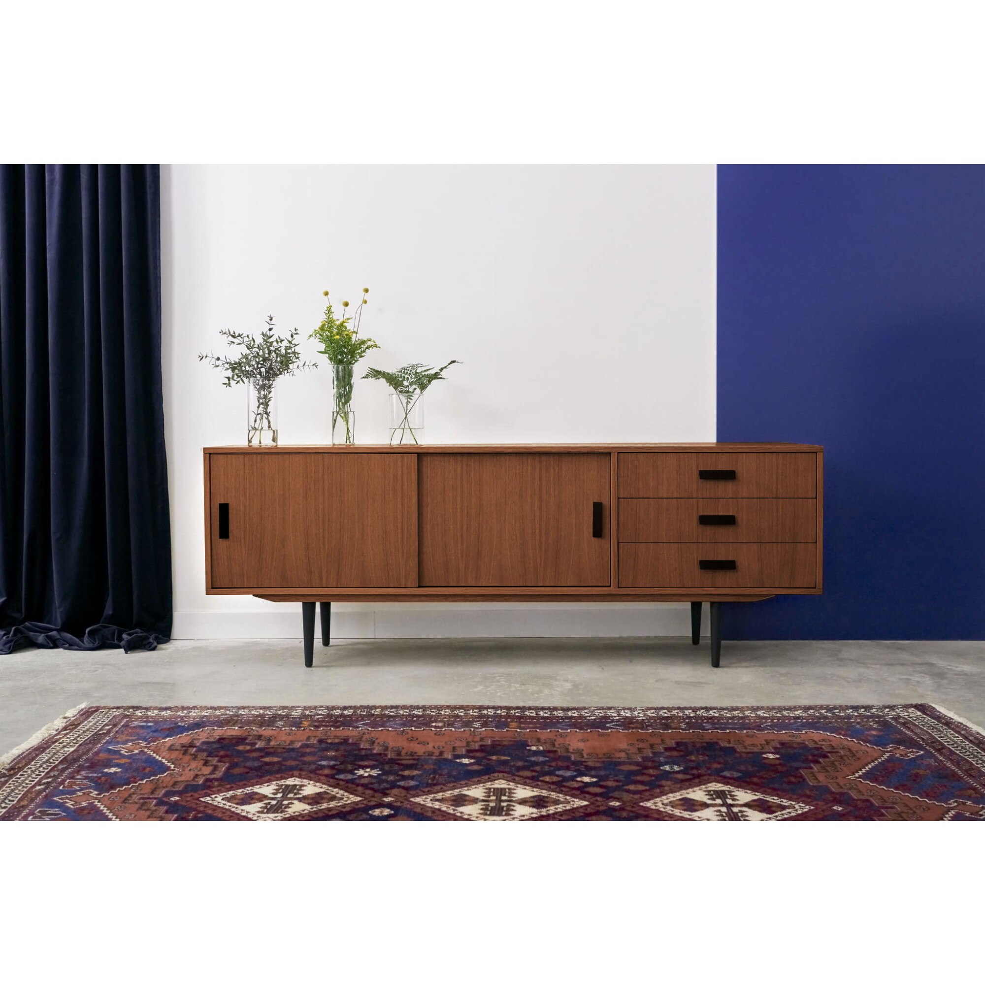 Comoda cu usi glisante, STIPA, Furnir de stejar natural, 200x66x45 cm ...