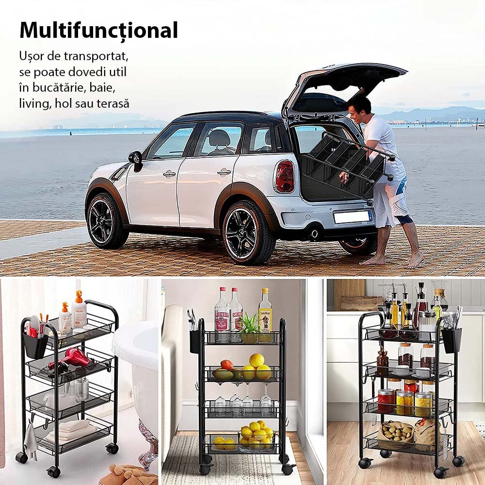 Organizator universal cu 4 rafturi - cosuri metalice, 85 x 44 x 27 cm ...