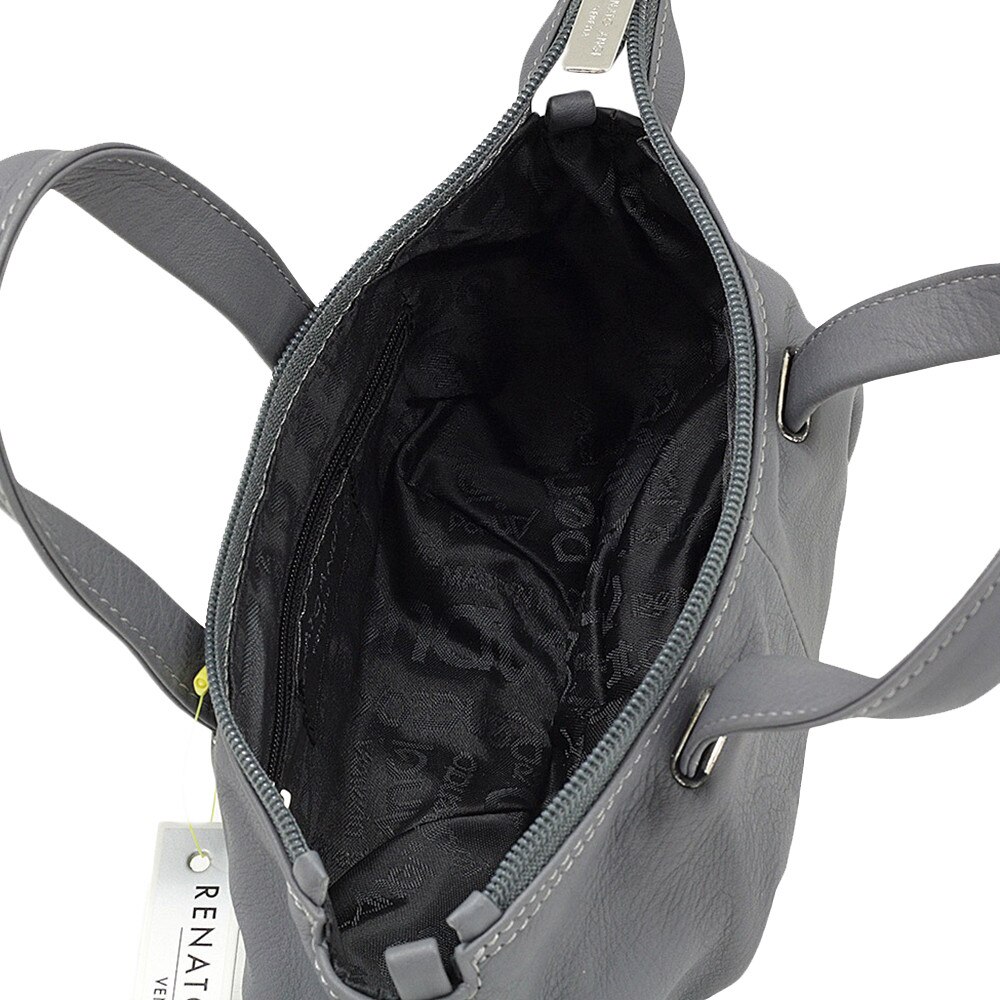 Poseta de dama din piele naturala gri, RENATO ANGI - eMAG.ro