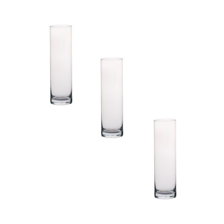 Set 2 Vaze decorative din sticla, forma cilindru, transparent, 8x28cm ...