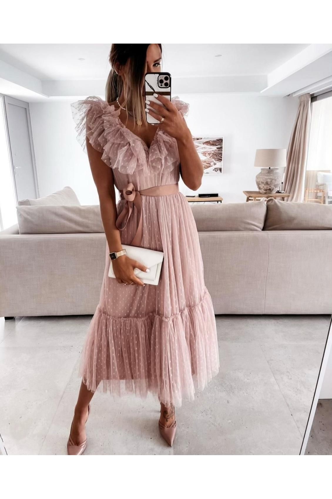 Rochie tulle Sweet Pink, tul, 40-42 EU, Roz pudra - eMAG.ro