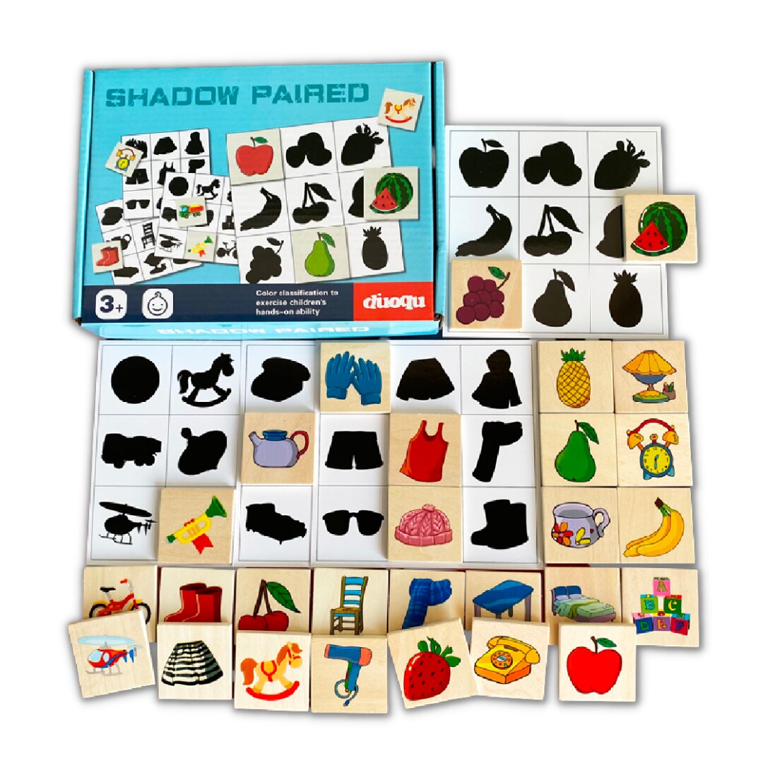 Joc Montessori de Asocieri Obiecte cu Umbre, Multicolor, Set 36 Piese ...