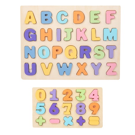 Set 2 Puzzle-uri din Lemn, Ronyes® ABC Alfabetul Number Shape ...