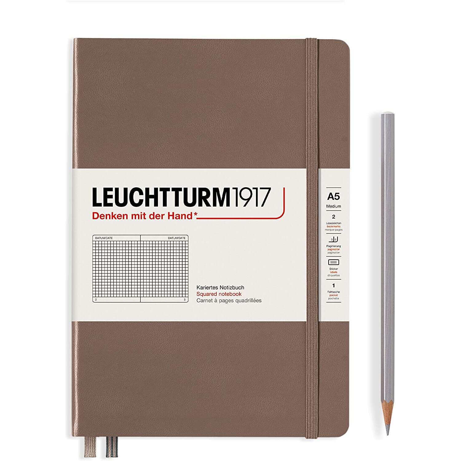 Notebook A5 Matematica, coperta Rigida, Maro, Leuchtturm - eMAG.ro