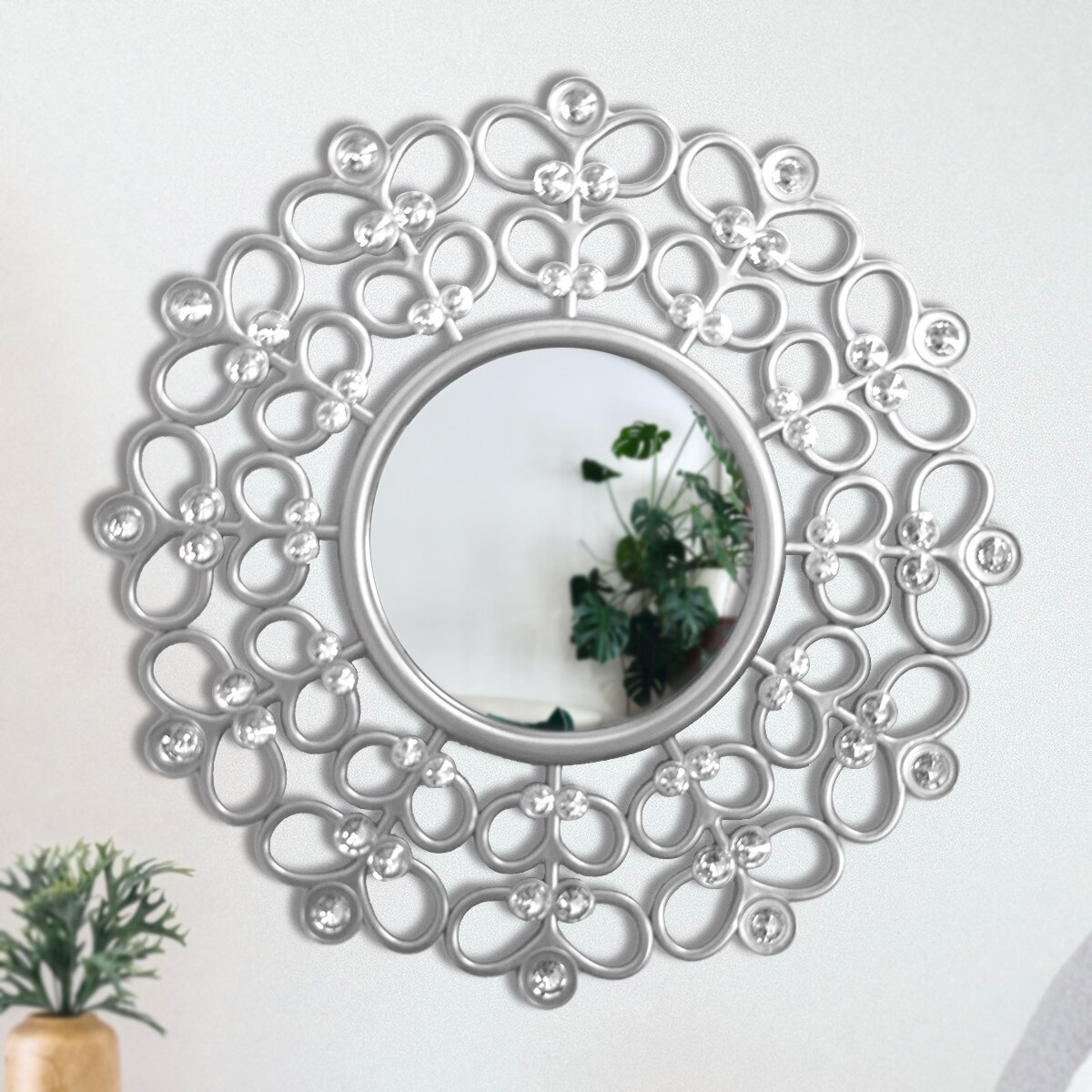 Oglinda Decorativa de Perete, Naimeed D4612S, Argintiu, ⌀45x1 cm - eMAG.ro