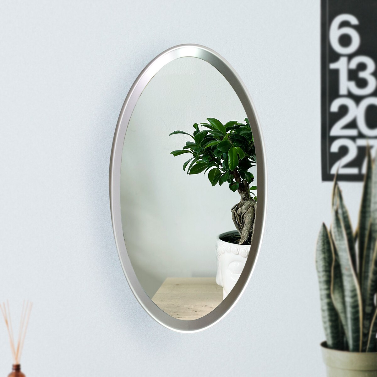 Oglinda Decorativa de Perete, Naimeed D4615S, Argintiu, 37x3x20 cm ...