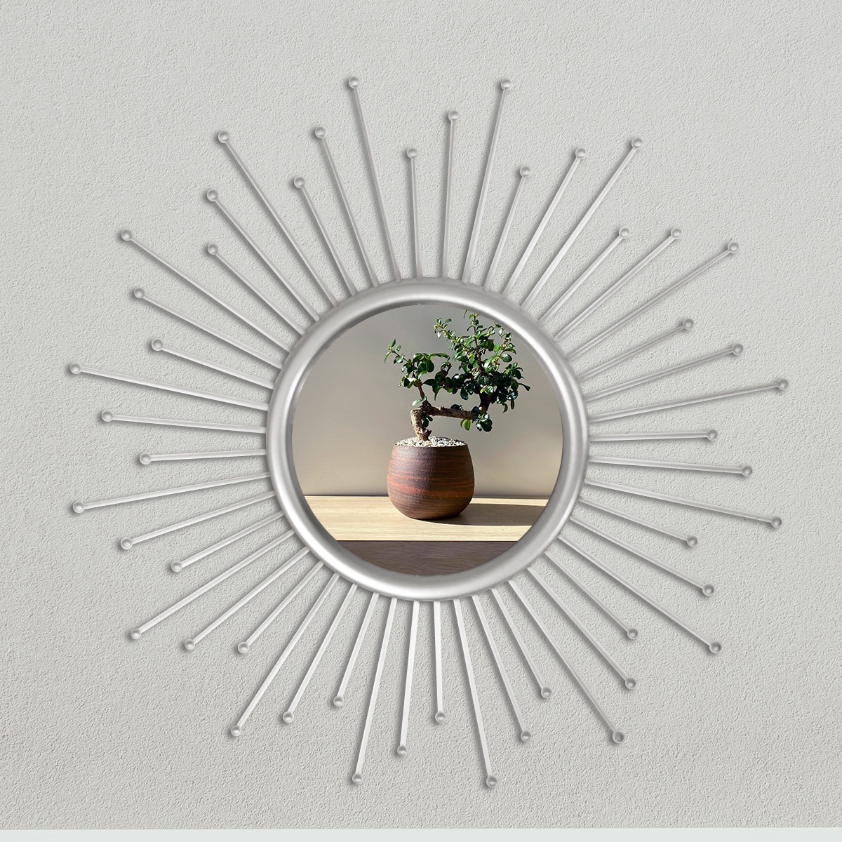 Oglinda Decorativa de Perete, Naimeed D4609S, Argintiu, Ø 50x3 cm - eMAG.ro