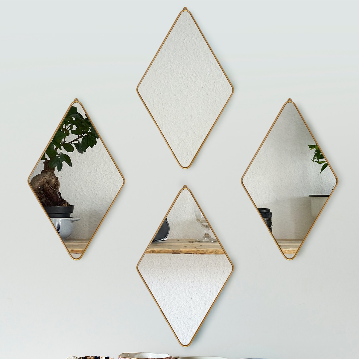 Set 4 Oglinzi Decorative, Naimeed D4608G, Auriu, 17x1x28 cm - eMAG.ro