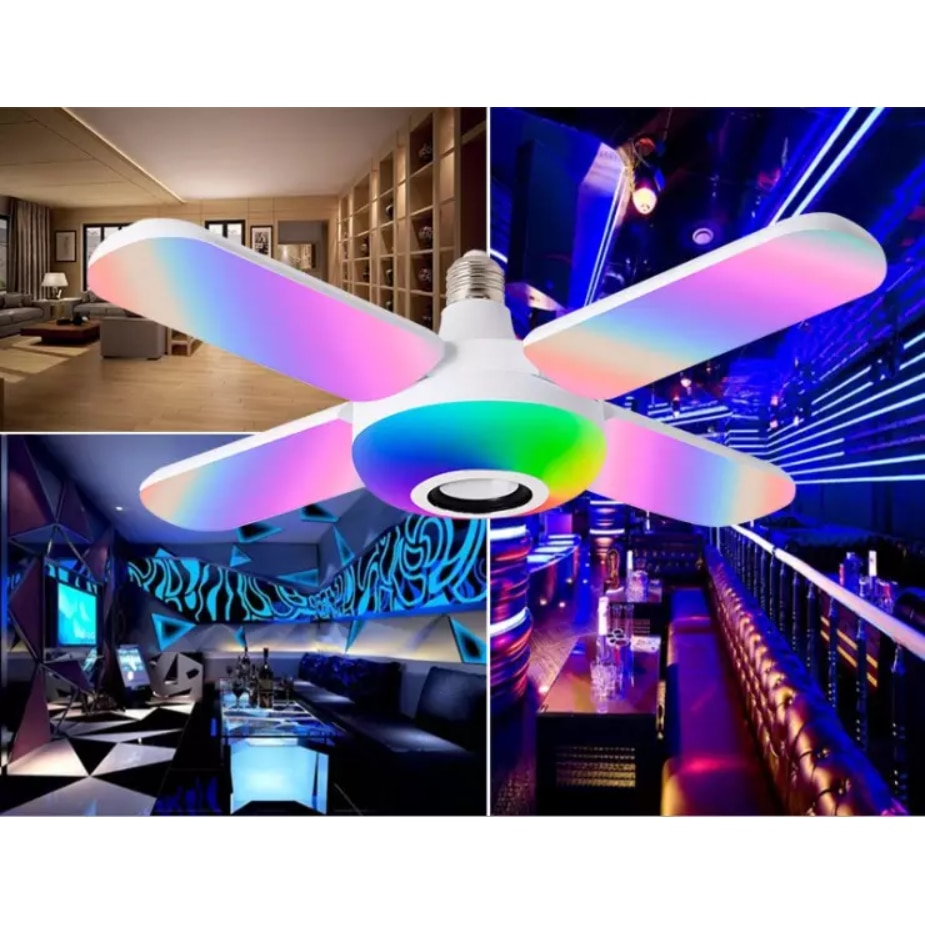 Bec LED, 4 elice, RGB, Boxa incorporata, bluetooth, telecomanda - eMAG.ro