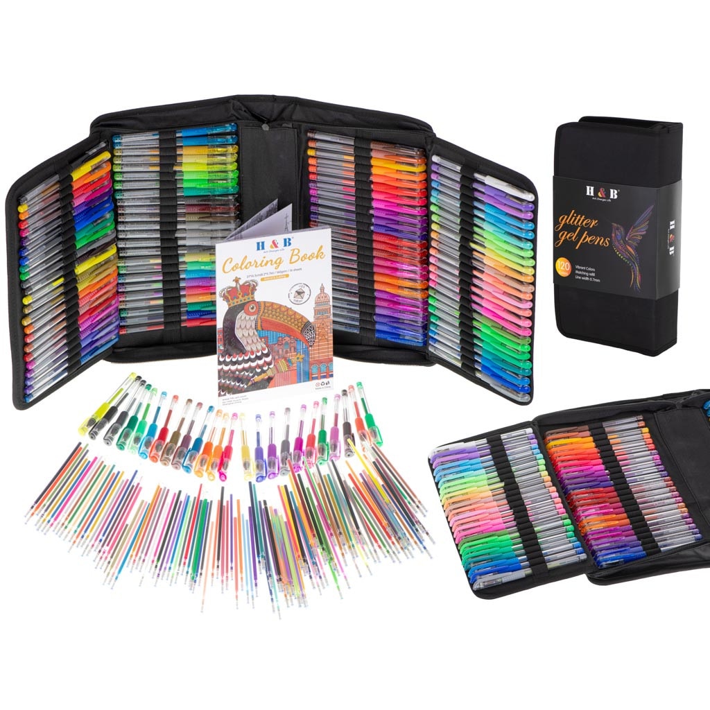 Set 120 pixuri colorate cu gel iMK®, include 120 de rezerve si o carte ...