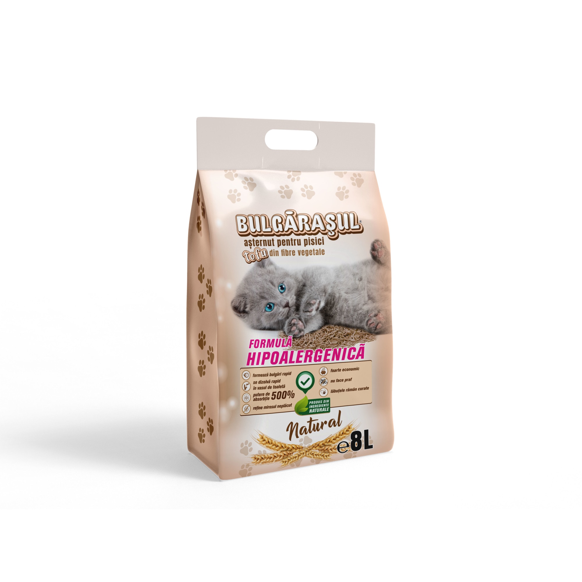 Asternut igenic pentru pisici tofu, natural 8L - eMAG.ro