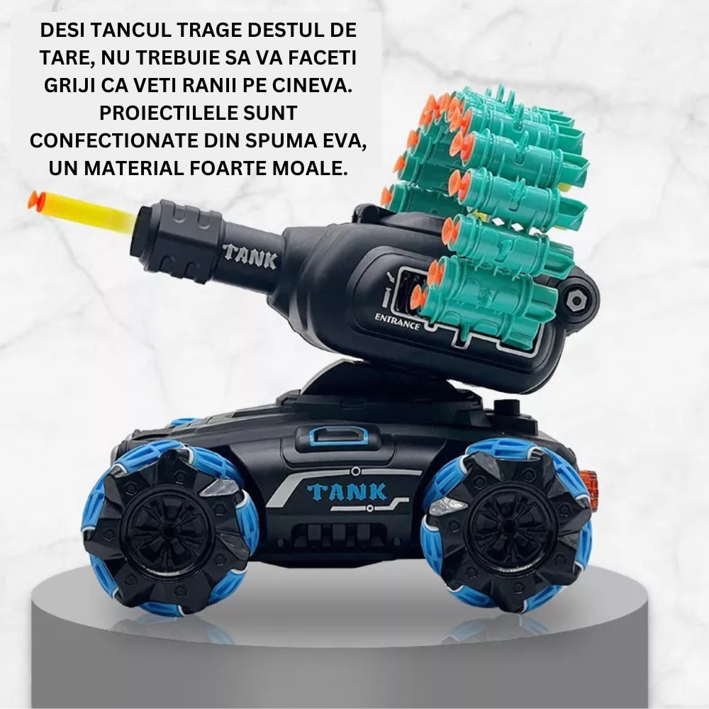 Tanc de jucarie AlexVerity cu telecomanda, proiectile moi din spuma, 4 ...