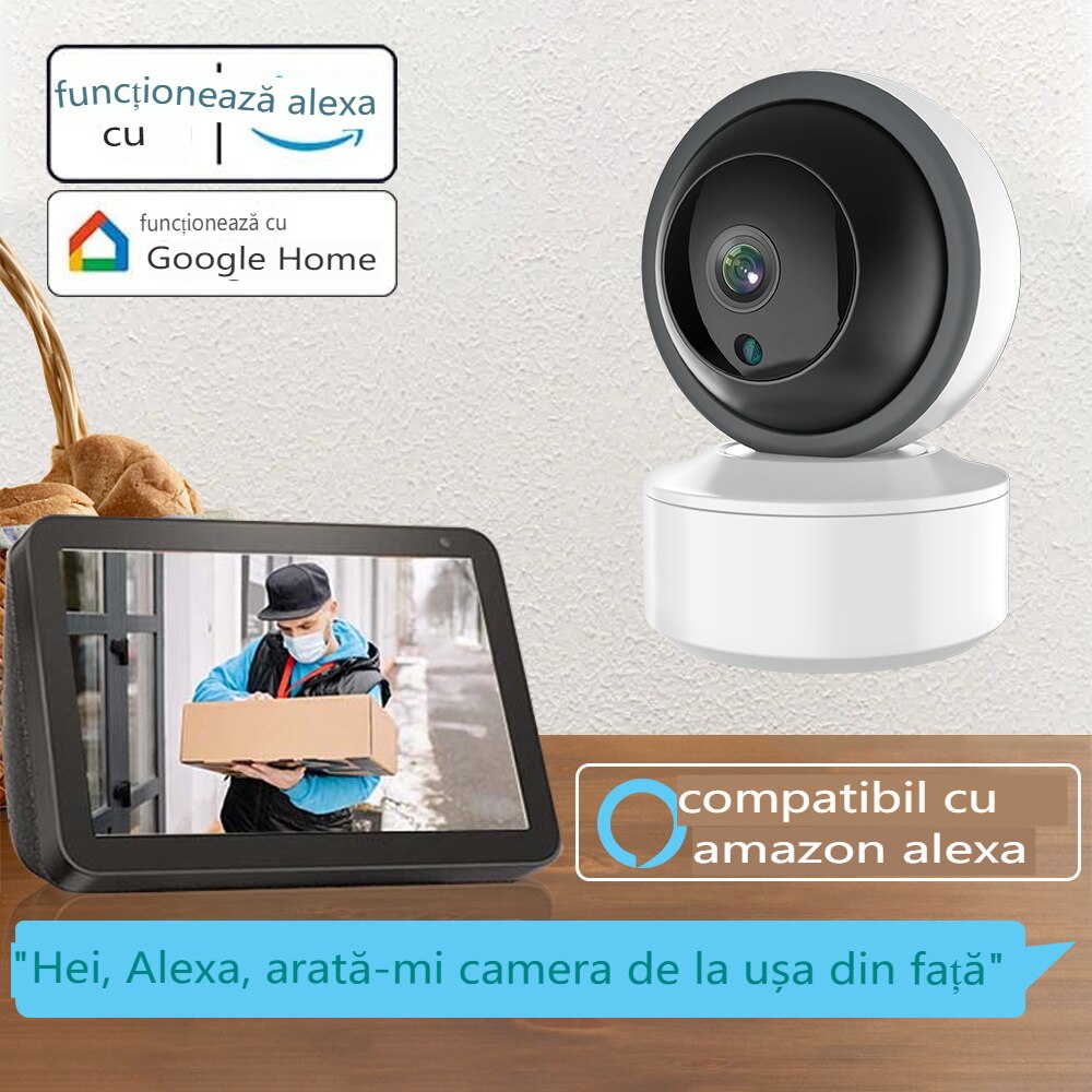 Camera de supraveghere inteligenta, EVKVO, Full HD, Vedere nocturna ...