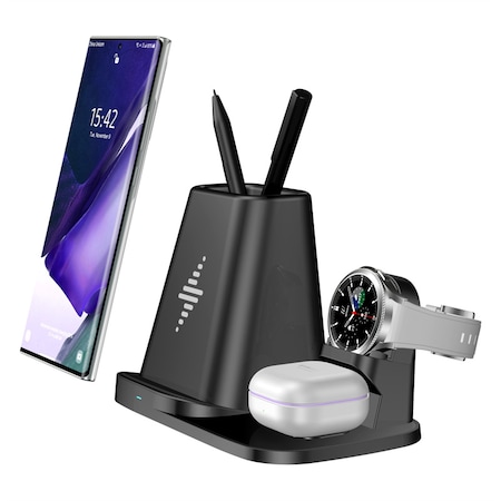 Incarcator fara fir rapid 4 in 1 pentru telefon, ceas si casti Samsung ...